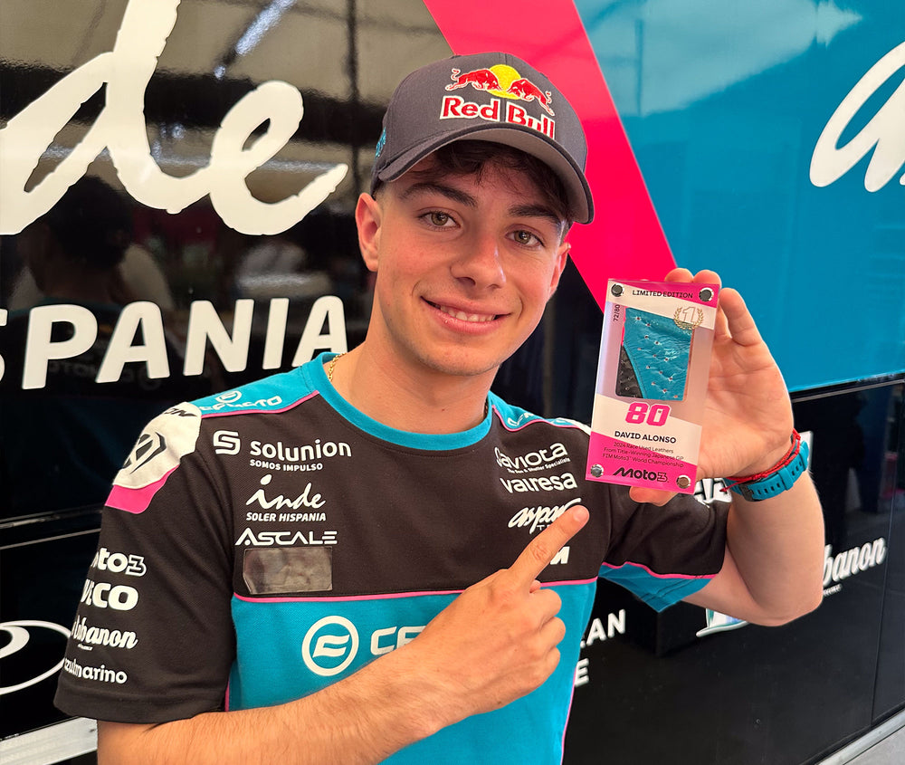 David Alonso Moto3™ Used Leathers in Acrylic - Japanese GP 2024